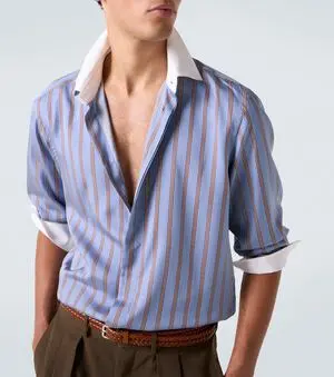 TOM FORD Striped Silk Shirt - Blue
