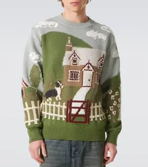 Junya Watanabe Intarsia Cotton And Wool Sweater