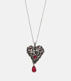 Saint Laurent Embellished Pendant Necklace - Black