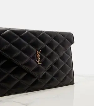 Saint Laurent Cassandre Quilted Leather Pouch - Black