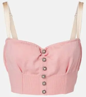 Dolce & Gabbana Embellished Cropped Silk-blend Vest - Pink