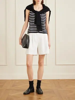 ALLUDE Striped Cashmere Vest - Black