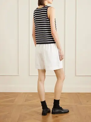 ALLUDE Striped Cashmere Vest - Black