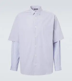 Comme Des Garçons Homme Layered Striped Cotton Poplin Shirt