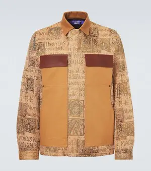 Junya Watanabe Leather-trimmed Jacquard Jacket - Beige