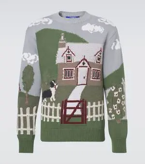 Junya Watanabe Intarsia Cotton And Wool Sweater - Multicoloured