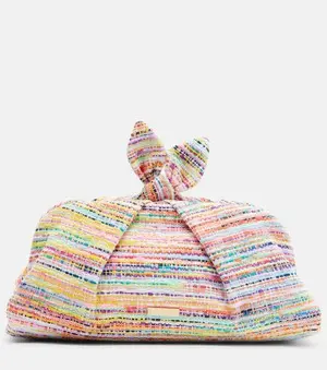 AQUAZZURA Bowtie Tweed Clutch - Multicoloured