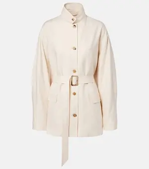 Loro Piana Belted Linen And Wool Jacket - White