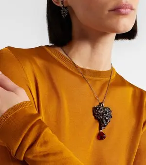Saint Laurent Embellished Pendant Necklace - Black