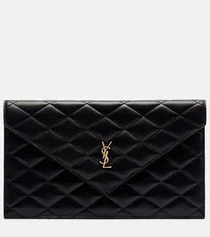 Saint Laurent Cassandre Quilted Leather Pouch - Black