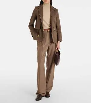Loro Piana Suede-trimmed Linen Jacket