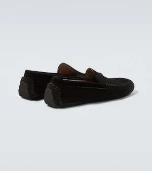 THE ROW Lucca Suede Slip-on Shoes - Black