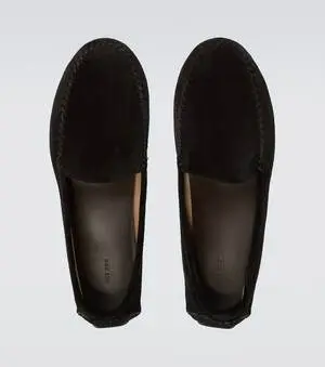 THE ROW Lucca Suede Slip-on Shoes - Black