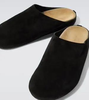 THE ROW Lucca Suede Slip-on Shoes - Black