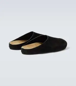 THE ROW Lucca Suede Slip-on Shoes - Black