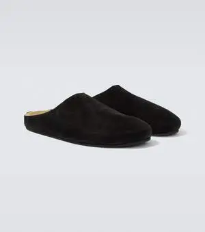 THE ROW Lucca Suede Slip-on Shoes - Black