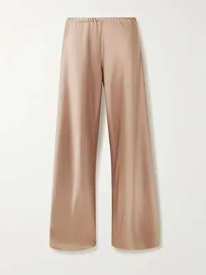 LA LIGNE Colby Satin Wide-leg Pants - Beige