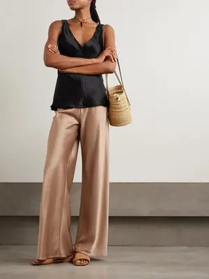 LA LIGNE Colby Satin Wide-leg Pants - Neutrals