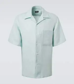 Zegna Linen Bowling Shirt - Blue