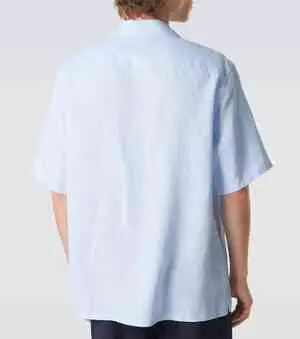 Zegna Linen Bowling Shirt - Blue