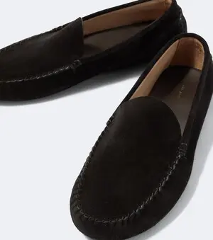 THE ROW Lucca Suede Slip-on Shoes - Black