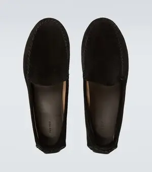 THE ROW Lucca Suede Slip-on Shoes - Black