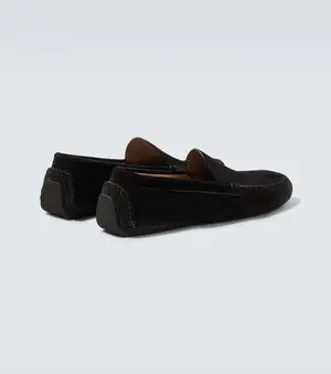 THE ROW Lucca Suede Slip-on Shoes - Black