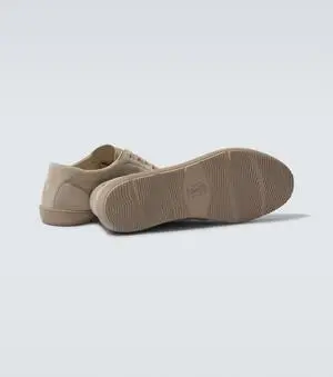 Brunello Cucinelli Suede Round Toe Sneakers - Beige