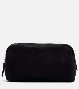 THE ROW Astra Small Suede Pouch Black
