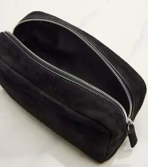 THE ROW Astra Small Suede Pouch - Black