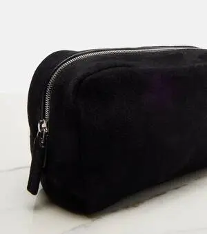 THE ROW Astra Small Suede Pouch - Black