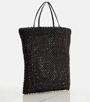 THE ROW Barn Small Raffia Tote Bag - Black