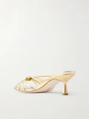 AeydĒ Abby Metallic Leather Mules - Gold