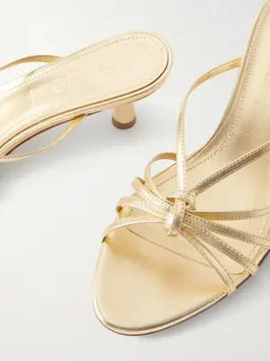 AeydĒ Abby Metallic Leather Mules - Gold