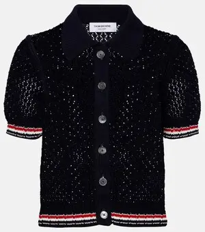 Thom Browne Pointelle Cotton Cardigan - Blue