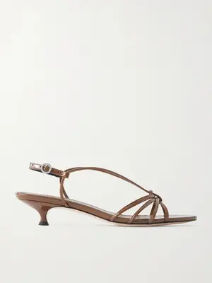 AeydĒ Amara Patent-leather Sandals - Brown
