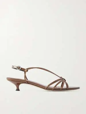 AeydĒ Amara Patent-leather Sandals - Dark Brown