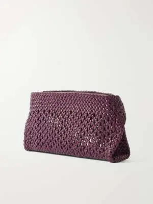 FERRAGAMO Hug Small Woven Leather Clutch