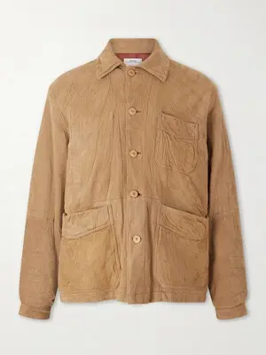 Visvim Travail Crinkled-leather Blouson Jacket - Neutrals