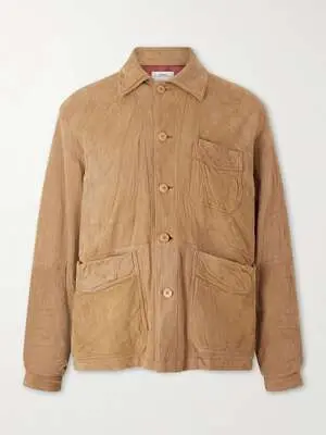 Visvim Travail Crinkled-leather Blouson Jacket - Sand