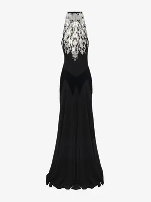 Alexander McQueen Crystal Mirror Embroidery Evening Dress