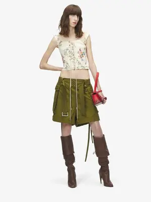 Alexander McQueen Floral Fil Coupé Corset Top - Multicolor