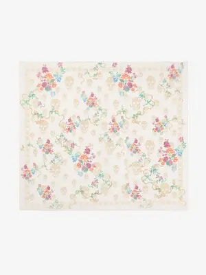 Alexander McQueen Floral Skull Scarf - Ivory