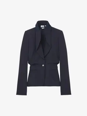 Alexander McQueen Folded Lapel Single-breasted Jacket - Navy