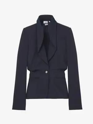Alexander McQueen Folded Lapel Single-breasted Jacket - Navy