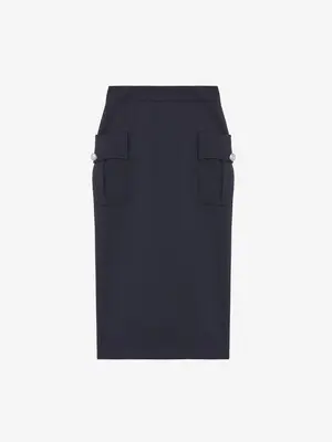 Alexander McQueen Pencil Skirt With Cargo Pockets - Navy