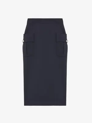 Alexander McQueen Pencil Skirt With Cargo Pockets - Navy