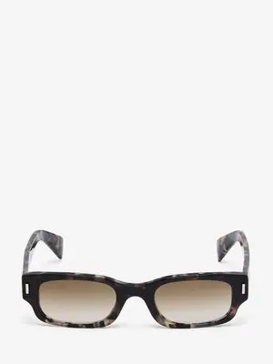 Alexander McQueen MCQUEEN T-Bar Rivet Panthos Sunglasses Black/brown