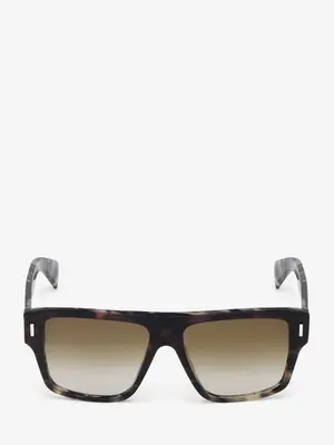 Alexander McQueen T-bar Rivet Square Sunglasses - Black/brown