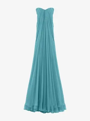 Alexander McQueen Evening Bustier Dress - Blue